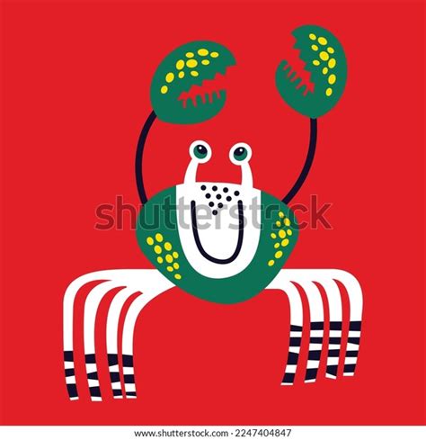 Cute Cartoon Red Crab Drawing Funny Stock Vector Royalty Free