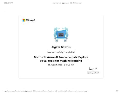 Machinelearning Microsoftlearn Certification S Jegath Gowri