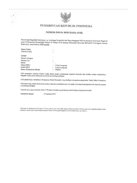 Contoh Nib Pdf