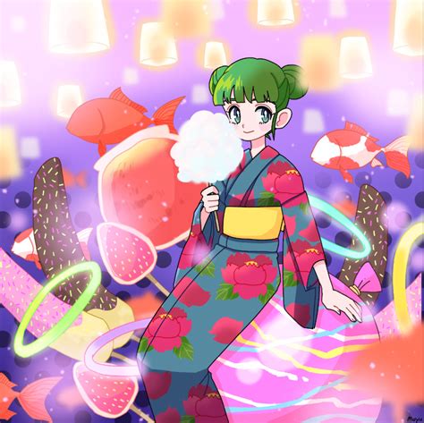 Fujishima Moyu Original Highres Girl Blush Stickers Candy Apple Chocolate Covered Food