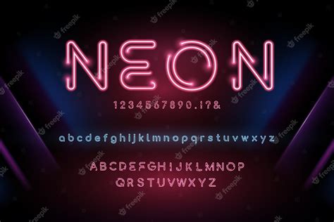 Premium Vector Glowing Neon Light Alphabet Font Set With Lowercase