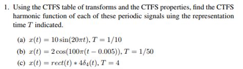 Solved Using The CTFS Table Of Transforms And The CTFS Chegg Com