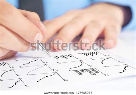 Businessman Drawing Bar Chart Other Infographics Stock Photo 176965076