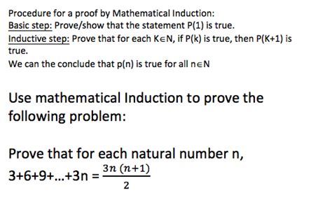 Solved Procedure for a proof by Mathematical Induction: | Chegg.com
