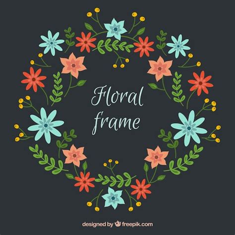 Lindo quadro floral design plano Vetor Grátis