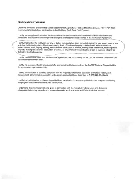 Certification Statement Pdf
