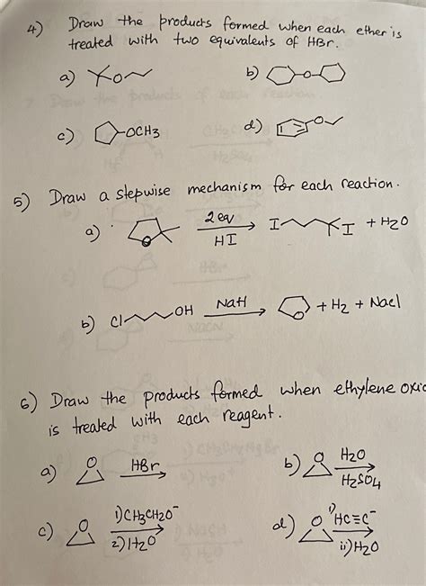 Solved Draw the products formed when each ether is treated | Chegg.com