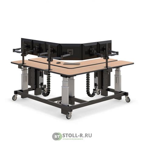 Стол угловой двухуровневый с электроприводом - Stoll-R