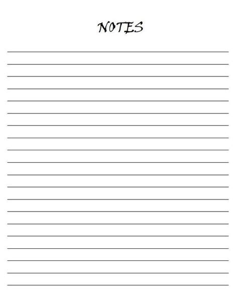 Lined Wide Ruled Note Paper Printable Notes Page Printable Notes