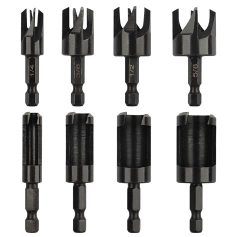 Aoklit Plug Cutter 8pcs Wood Plug Cutters Drill Bit Set With 14 Hex