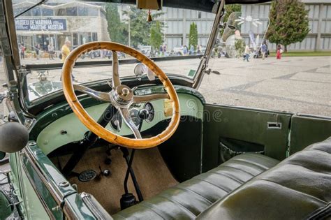Steering Wheel And Car Dashboard Of Ford Model A Tudor Sedan Editorial