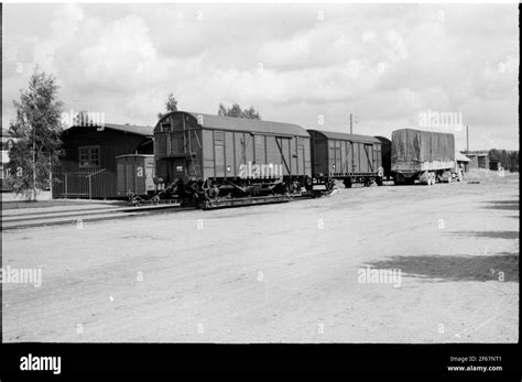 Freight Wagons On Transmission Wagons At The Railway Station Stock