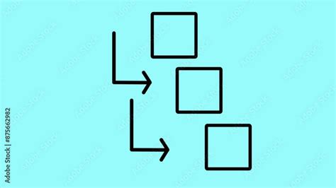 Animated Flowchart Icon Work Process Line Animation Step By Step Organization Project