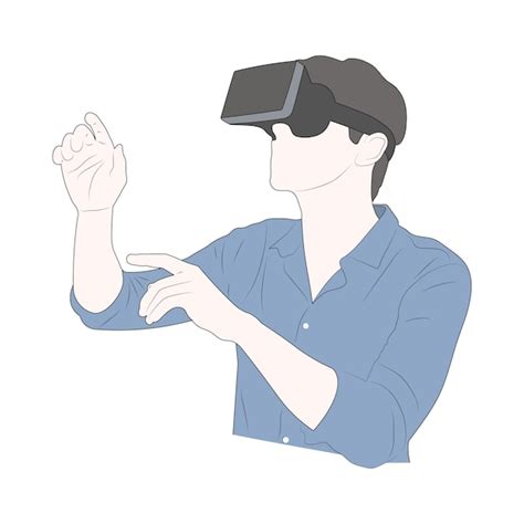 Premium Vector The Young Man In Virtual Reality Glasses Headset On