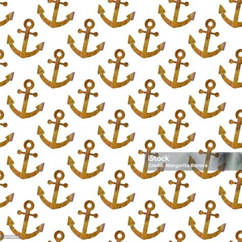 앵커의 매끄러운 패턴 수채화 그리기 플롯을 바다 커버 사물 포장의 디자인에 사용 드로잉에 대한 스톡 벡터 아트 및 기타 이미지 드로잉 물 바다 Istock