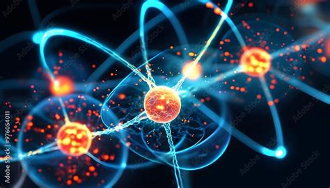 Dynamic Atomic Structure Illuminated By Glowing Particles And Interconnected Energy Pathways