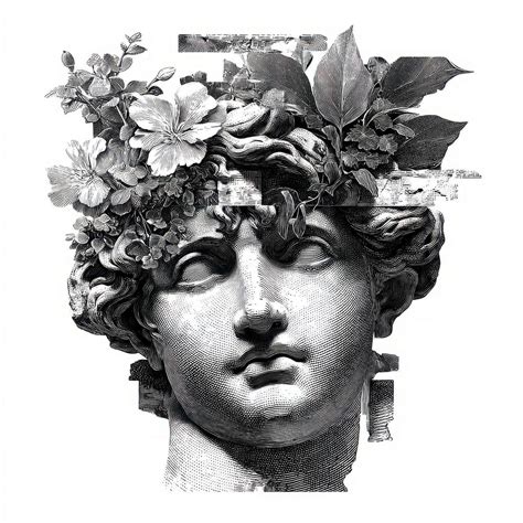 Classical Statue Head Art Flowers Free Photo Illustration Rawpixel