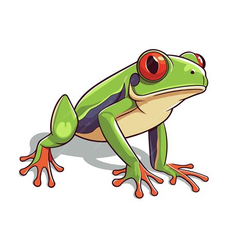 Une Grenouille Verte De Dessin Animé Isolée Sur Fond Blanc Illustration