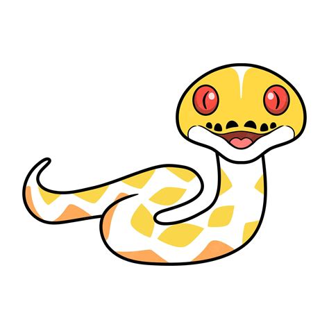 Premium Vector Cute Amelanistic Reticulated Python Cartoon