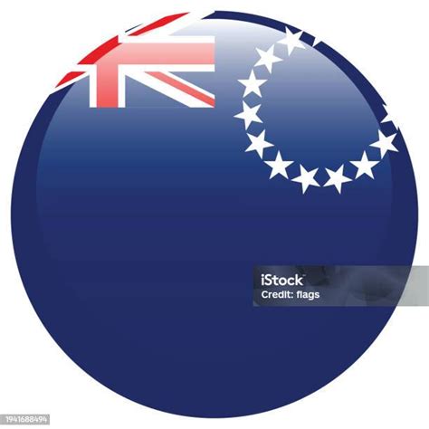 쿡 제도 깃발 플래그 아이콘입니다 표준 색상 원 아이콘 플래그입니다 3d 일러스트레이션입니다 컴퓨터 일러스트레이션 디지털 일러스트레이션 벡터 일러스트 레이 션입니다 0명에