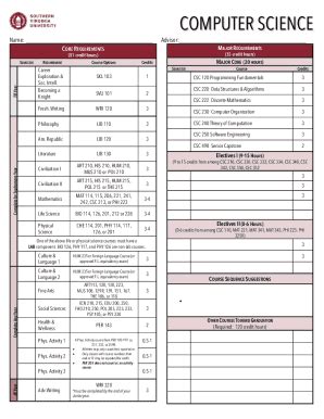Fillable Online Computer Science Major Checklist Fax Email Print PdfFiller