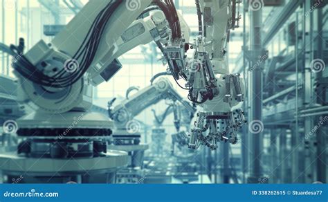 Robotic Arm Working In A Futuristic Industrial Setting Stock Image Image Of Systems Generated