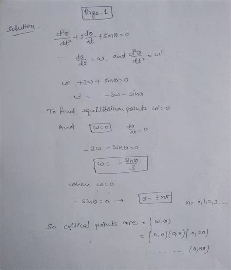 Solved Determine And Classify The Damped Pendulums Critical Points