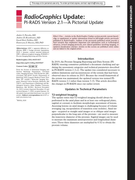 Pirads 21 Radiographics Pdf Magnetic Resonance Imaging Medical Tests