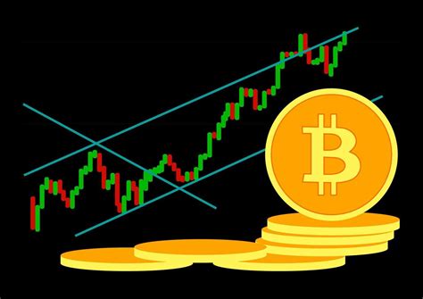 Moneda Bitcoin Subiendo Bitcoin En Gráfico Rojo Y Verde Fondo De