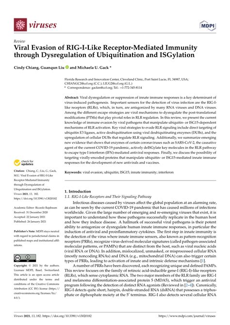 Pdf Viral Evasion Of Rig I Like Receptor Mediated Immunity Through