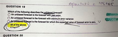 Solved Which Of The Following Describes The Unbiased