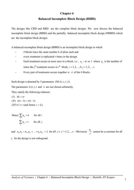 Construction Of Balanced Incomplete Block Designs Pdf