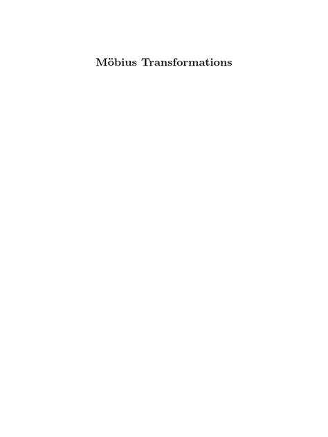 80 Möbius Transformations Forms A Group Pdf Eigenvalues And Eigenvectors Geometry
