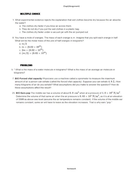 Chap12assignment 1 Chapter 12 Homework Assignment 1 Problems
