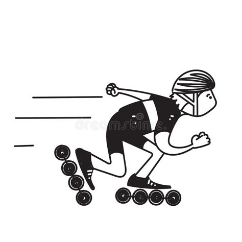 Hand Drawn Doodle Speed Inline Skate Illustration Vector Stock Vector