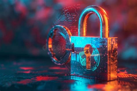 an internet security concept with a padlock on a computer network
