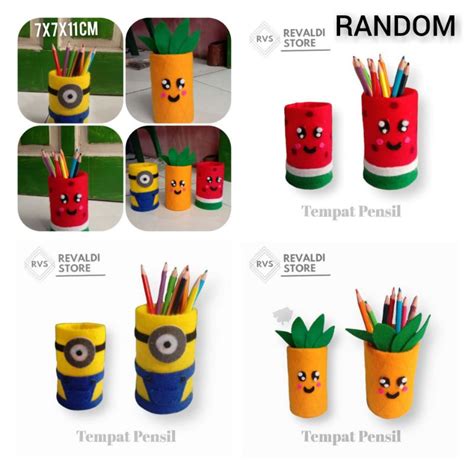 Jual Kerajinan Tempat Pensil Dari Botol Bekas Dan Kain Flanel Prakarya