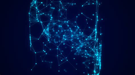 점과 선을 연결하는 추상파란색 큐브입니다 빅 데이터 시각화 블록 체인 기술 개념 와이어프레임 네트워크 연결 구조입니다 3d 렌더링 0명에 대한 스톡 사진 및 기타 이미지