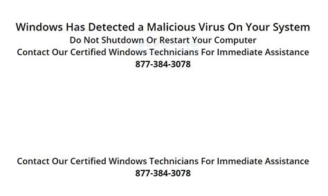 Remove The Windows Has Detected A Malicious Virus On Your System Alert