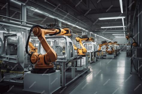 Premium Ai Image Automated Robot Arm Assembly Line Producing High
