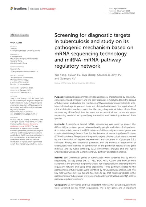 PDF Screening For Diagnostic Targets In Tuberculosis And Study On Its