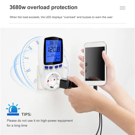 Digital Power Meter Wattmeter Voltage Socket Wattage Kwh Energy Meter