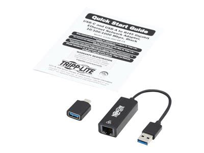 Tripp Lite USB C USB A To RJ45 Gigabit Ethernet Network Adapter 2xM F USB 3 2 Gen 1 Black