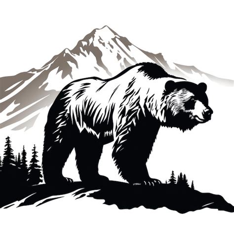 Premium Vector Majestic Bear Silhouette On White Background Ai Generated