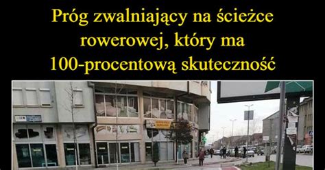 Próg zwalniający na ścieżce rowerowej który ma 100 procentową