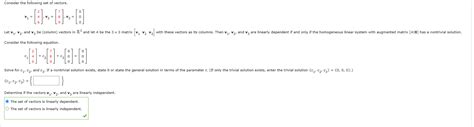 Solved Consider The Following Set Of Vectors Chegg Com
