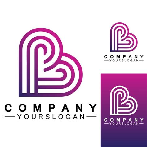 Diseño inicial del logotipo del corazón del amor de la letra b Vector