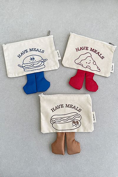 🍕유니크 푸드 미니🍔 해브밀파우치 미니사이즈 캔버스 파우치 데일리 키치 하이틴 입체파우치 레터링 프린팅 피자 햄버거 핫도그 냠냠