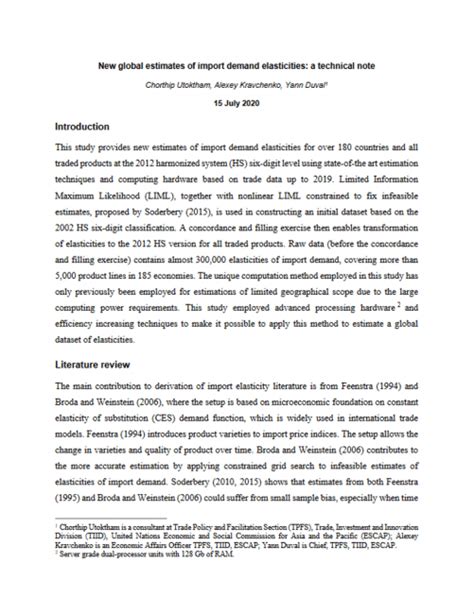 New Global Estimates Of Import Demand Elasticities A Technical Note