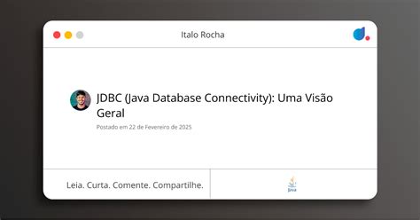 Jdbc Java Database Connectivity Uma Visão Geral Italo Rocha Dio